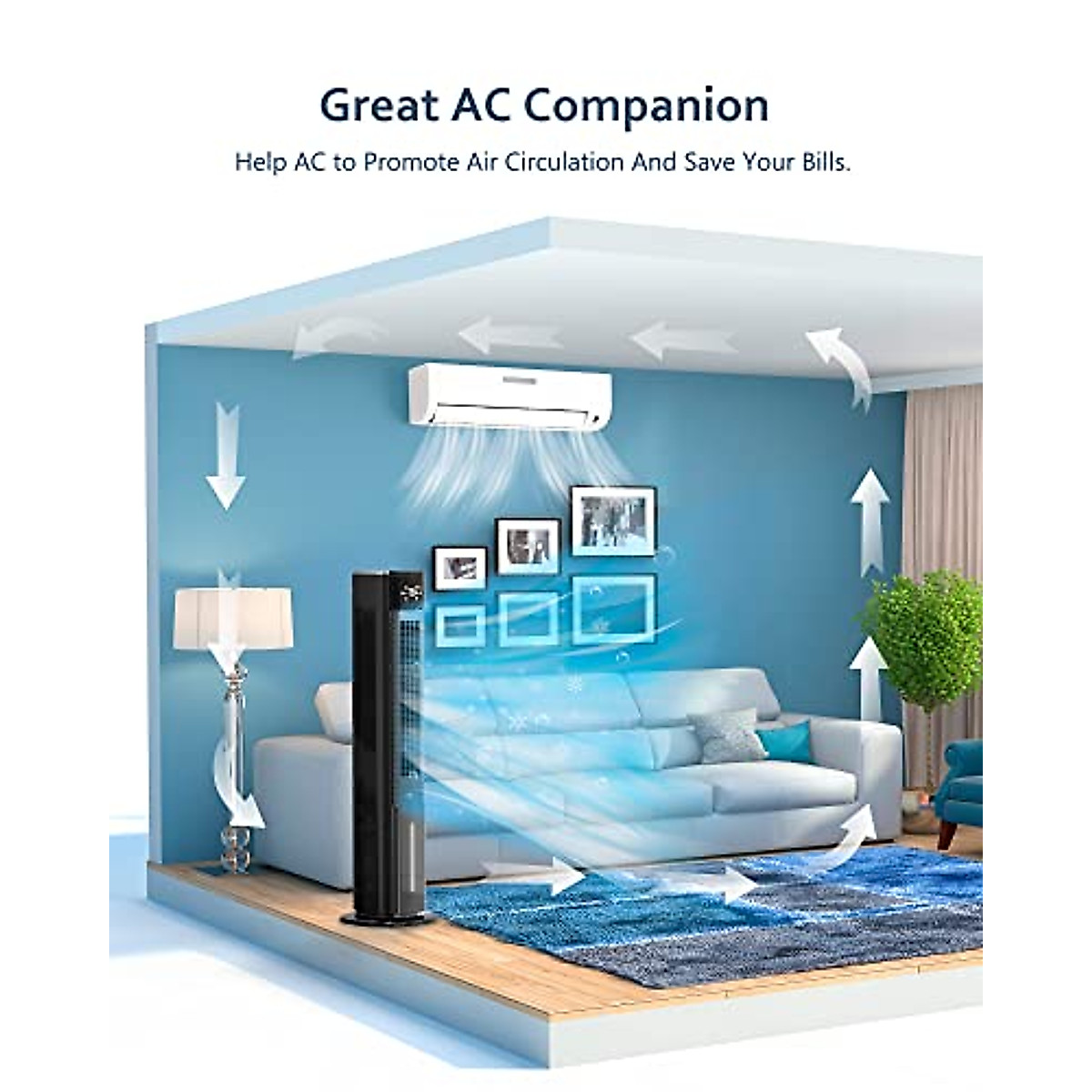 Evaporative Air Cooler, 3-IN-1 Multifunctional Air Cooler Fan, Air Cooler for Room, 4 Modes, 12H Timer, 90° Oscillation, 1.3 Gal Water Tank, Remote Control, 4 Ice Packs, 42" for Room Home Office