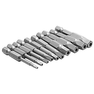 Saipe 10-Piece Magnetic Pentagon Head Screwdriver Bit Set Metric Sizes 1/4 Inch Hex Shank 5 Sided Security Tamper Proof Screw Driver Drill Bits, 50mm/2inch Length for Power Drills and Impact Drivers