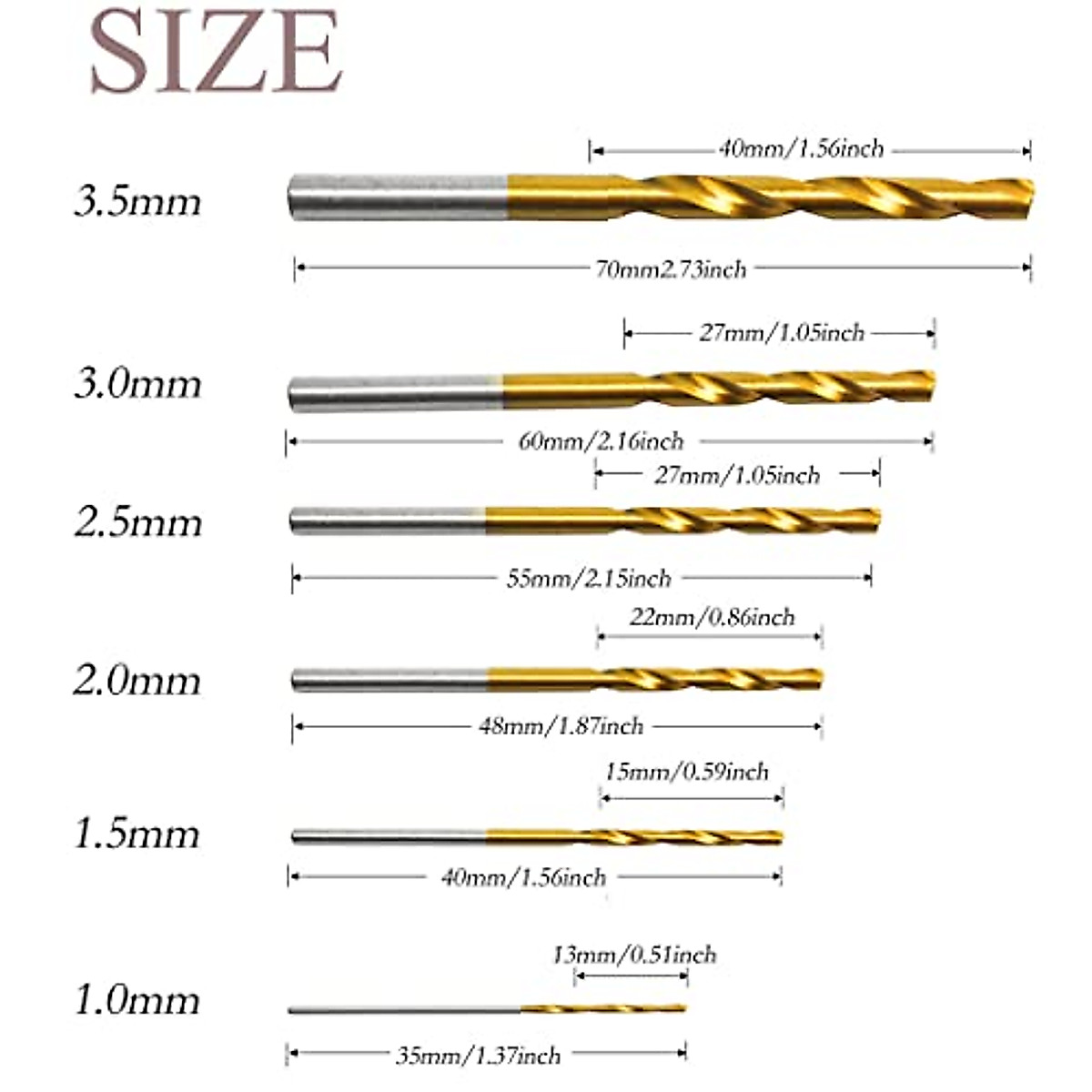 Hyamass 60Pcs Twist Drill Bit Set,1.0mm-3.5mm Drill Bit Assorted Set Premium 4341 HSS Micro Drill Bits for Hardened Metal, Stainless Steel, Cast Iron, Wood，Plastic and Aluminum Alloy