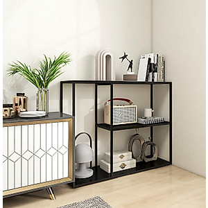 HDANI Console Table, Narrow Entryway Table, 3 Tier Metal Hallway Table, 11.8''Dx39.4''Wx31.5''H(Black)