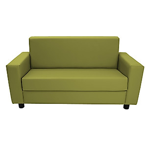 Factory Direct Partners SoftScape Inspired Playtime Classic Reading Sofa, Children's Commercial-Grade Upholstered Furniture for Home, Daycare, Preschool, Library; Modern Design - Fern Green, 14473-FG