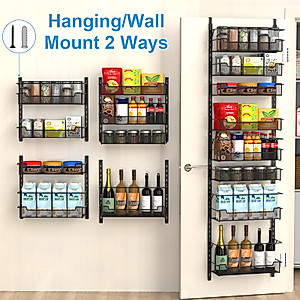 VyGrow Over the Door Pantry Organizer, 8-Tier Over the Door Organizer with Adjustable Hooks and Basket, Pantry Door Organization for Pantry Kitchen Storage Room Spice Rack