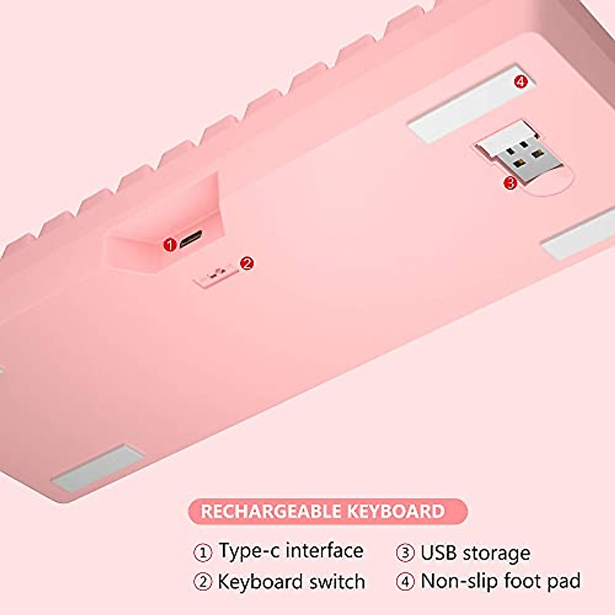 MageGee TS92 Wireless 60% Gaming Keyboard, Compact 61 Keys Rechargeable RGB Backlit Office Keyboard, 2.4G Wireless Connection, Pink Waterproof Portable Computer Keyboard for Mac Windows Laptop