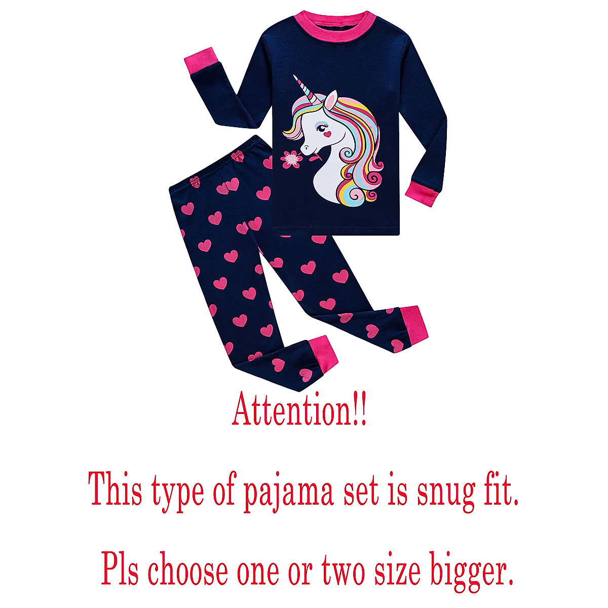 Unicorn Little Girls Pajamas for Kids 100% Cotton Pjs Size 5