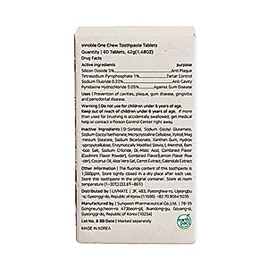 Innoble One Chew Toothpaste Tablets with Fluoride - Natural Effervescent Lemon Mint Flavor - Eco-Friendly Packaging, SLS Free, Plastic Free, Vegan (60 Tablets)