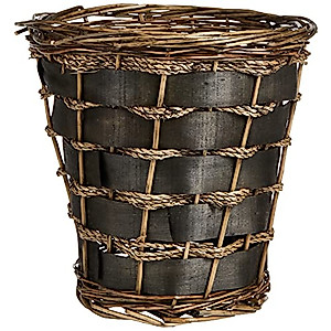 Household Essentials ML-2215 Small Decorative Wicker Waste Basket | Haven Willow and Poplar | Natural Dark Brown