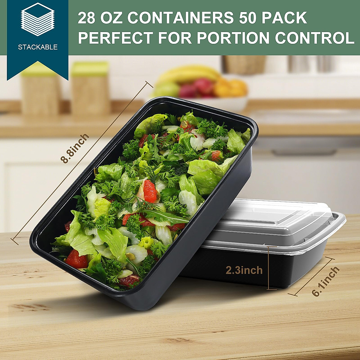 vivigu Meal Prep Containers Reusable - 50 Pack Extra-thick plastic food containers with lids, To Go Food Containers BPA-Free, To Go Containers With Lids Microwave, Dishwasher, Freezer Safe 28 oz