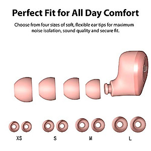 iLuv TB200 Rose Gold True Wireless Earbuds Cordless in-Ear Bluetooth 5.0 with Hands-Free Call Microphone, IPX6 Waterproof Protection, High-Fidelity Sound; Includes Compact Charging Case & 4 Ear Tips