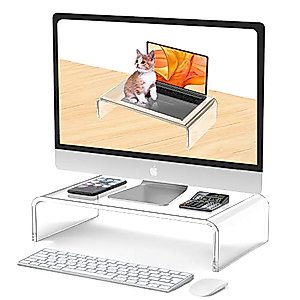 Beimu Acrylic Monitor Stand Riser Computer Monitor Riser Computer Monitor Stand or Holder Clear Monitor Stand Acrylic Laptop Stand Acrylic Monitor Riser White Monitor Stand Acrylic Computer Stand