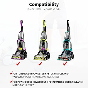 MEROM Vacuum Replacement Belts for Bissell Model 2910, 2190W, 2987, 2806, 28062, 28068, 29878, 29879, Fit PowerForce/TurboClean PowerBrush Pet Carpet Cleaner (2 Pack)