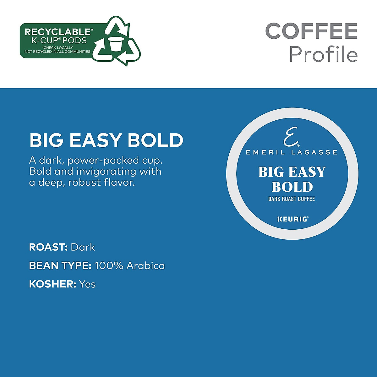 Emeril Big Easy Bold Single-Serve Keurig K-Cup Pods, Dark Roast Coffee Pods, 48 Count