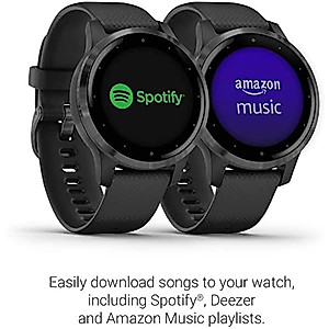 Garmin 010-N2172-11 Vivoactive 4S GPS Smartwatch, Slate Stainless Steel Bezel with Black Case and Silicone Band (Renewed)