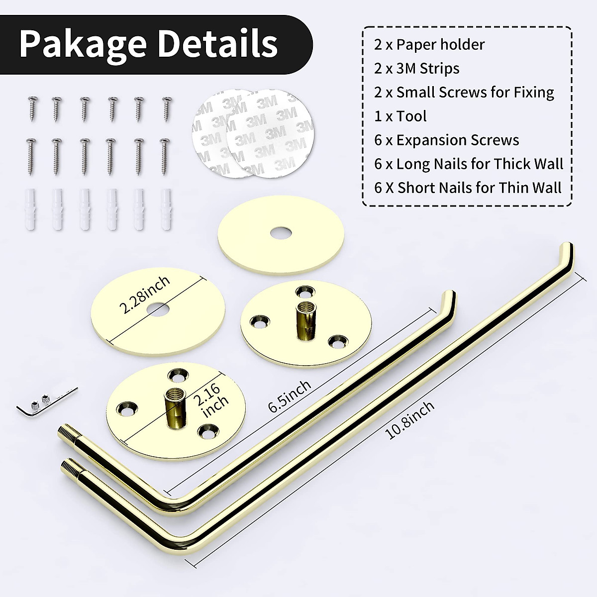 TONLEA Paper Towel Rack, Under Cabinet Paper Towel Holder, 3M Self-Adhesive or Drilling Kitchen Paper Towels Holder, Wall Mount Paper Towel Holders for Kitchen, Pantry, Sink, Bathroom Gold