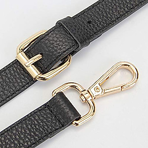 LIVE UP Full Grain Leather Adjustable Replacement Cross Body Purse Shoulder Strap Handbag Bag Wallet, 2/3” Wide (Black)