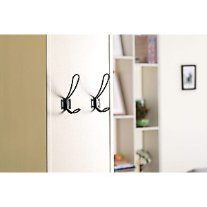 OUSHINAN Rustic Entryway Hooks | 10 Pack of Black Wall Mounted Vintage Double Coat Hangers with Large Metal Screws Included