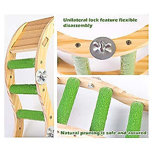 Bird Wooden Ladder Toy, Wood Parrot Bird Perch Climbing Bridge, Easy Assembly Parakeet Toys Bird Cage Accessories for Parakeets, Parrots, Finches