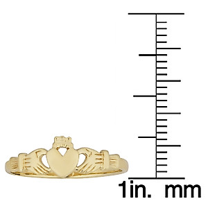 Kooljewelry 10k Yellow Gold High Polish Claddagh Ring (size 4)