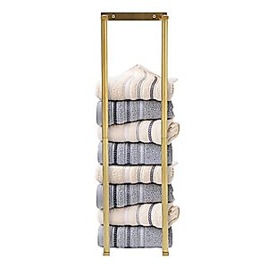 Towel Rack,Towel Racks for Bathroom,Punching/No-punching Wall Mounted Towel Storage Organizer,Stainless Steel Bath Towel Holder,Modern Wall Shelf for Small Space,20.2*15.5*73cm/7.95*6.1*28.74in Gold