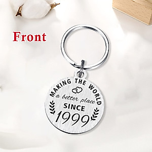 ABNTY 25th Birthday Gifts for Women Men, 25 Year Old Birthday Keychain, Born in 1999 Gifts, 1999 Birthday Decorations