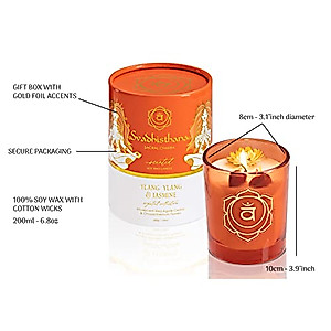 SUZIEJO Aromatherapy Candle Sacral Chakra Ylang Ylang Jasmine Essential Oil Scented Candles Red Agate Crystals & Healing Stones Spiritual Gifts for Women Soy Candle Stress Relief Candle Set
