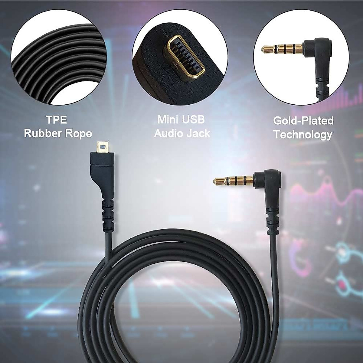 QJYTH Replacement Audio Cable Compatible with Steelseries Arctis 3 Headset, Aux Cable for Steel Series Arctis3, Arctis 5, Arctis Pro Headset, 1.5 m Black Cord