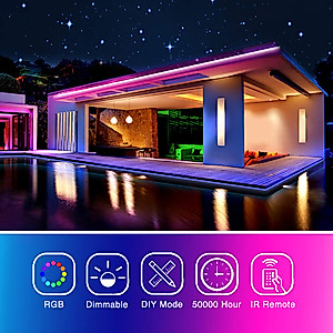 phopollo Led Lights 40ft for Bedroom RGB Color Changing Led Lights Kit with Power Supply and Remote
