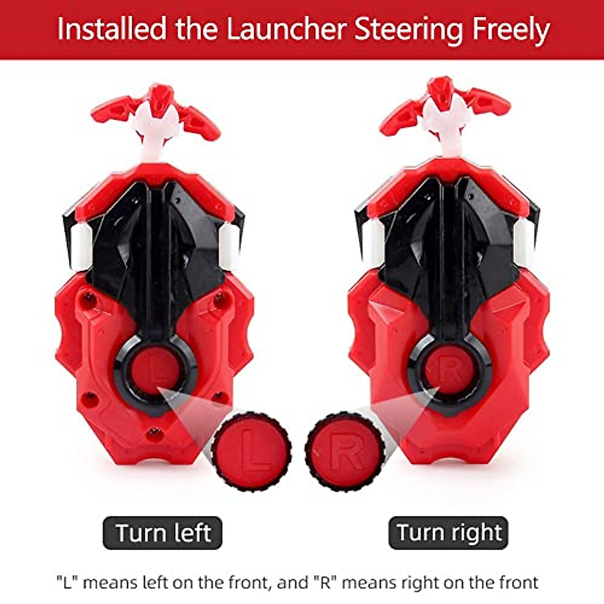Konikiwa Bey Battling String Launcher, Infinite Achilles Top Burst Launcher Set, DB Launcher Left and Right Spin Launcher Compatible with All Bey Burst Series - Red