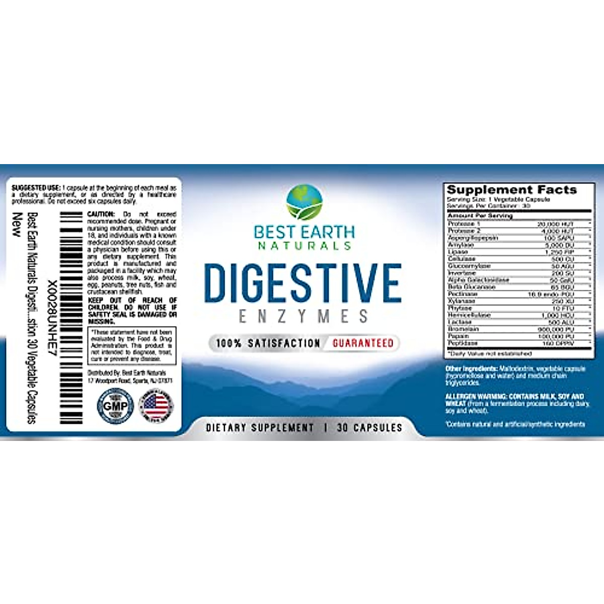Best Earth Naturals Digestive Enzymes Maximum Strength Formula to Help Promote Healthy Digestion 30 Vegetable Capsules