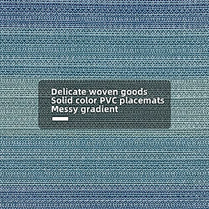 Canglifull Placemats Set of 6, Vinyl Woven Placemats, Beautiful Washable and Durable Non-Slip Table Placemats, Indoor/Outdoor Placemats (Blue, 6)