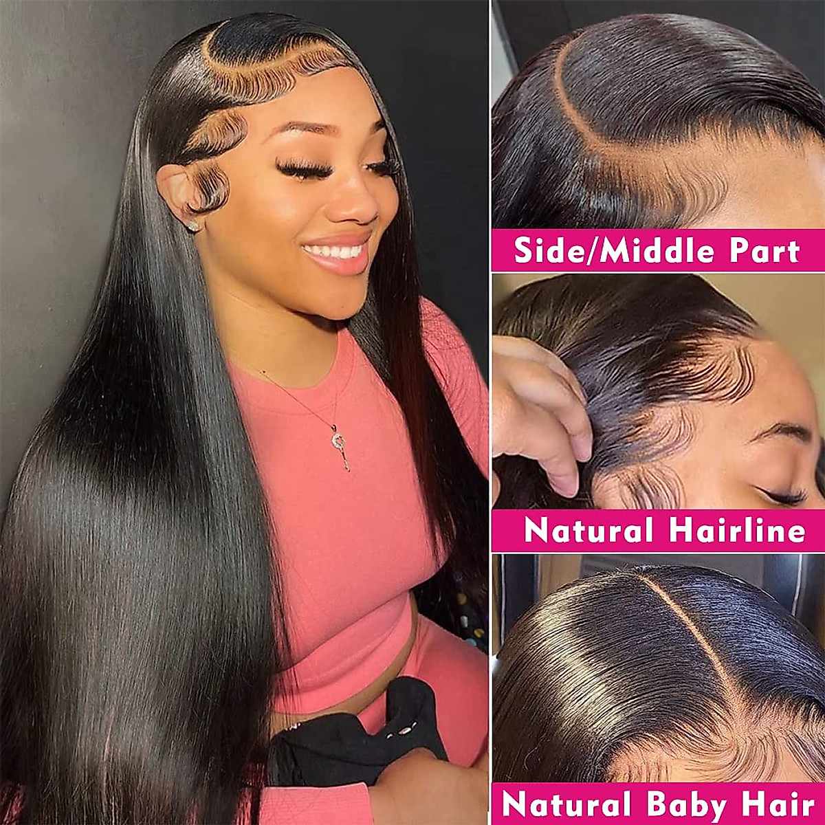 FDX 20 Inch Straight HD Lace Front Wigs Human Hair Pre Plucked 13x4 Lace Front Wigs Human Hair 180 Density Transparent Frontal Wigs Human Hair Lace Brazilian Human Hair Wigs for Black Women Glueless