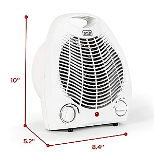 BLACK+DECKER Space Heater, for Office Desk, Home Office & Portable Desk, Personal Heater with 3 Settings, Desk Heater with Adjustable Thermostat, Black & White