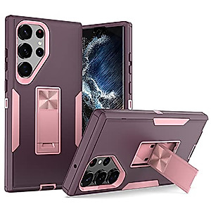 Showdd Designed for Samsung Galaxy S23 Ultra Case with Stand, Drop Protection Work with Magnetic Car Mount, Dustproof,No Fading, No Yellowing,for Men Women, Purple Rose Gold