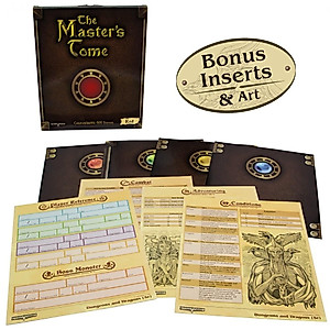 Stratagem The Master's Tome 4-Panel Customizable GM Screen with Free Inserts – Dry Erase, Dungeon & Game Master Accessory for Tabletop RPG Campaigns (Black)