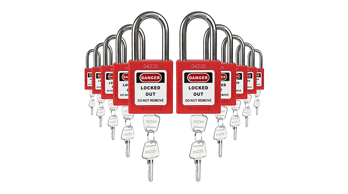 TRADESAFE Lockout Tagout Set - 10 Keyed Alike Locks