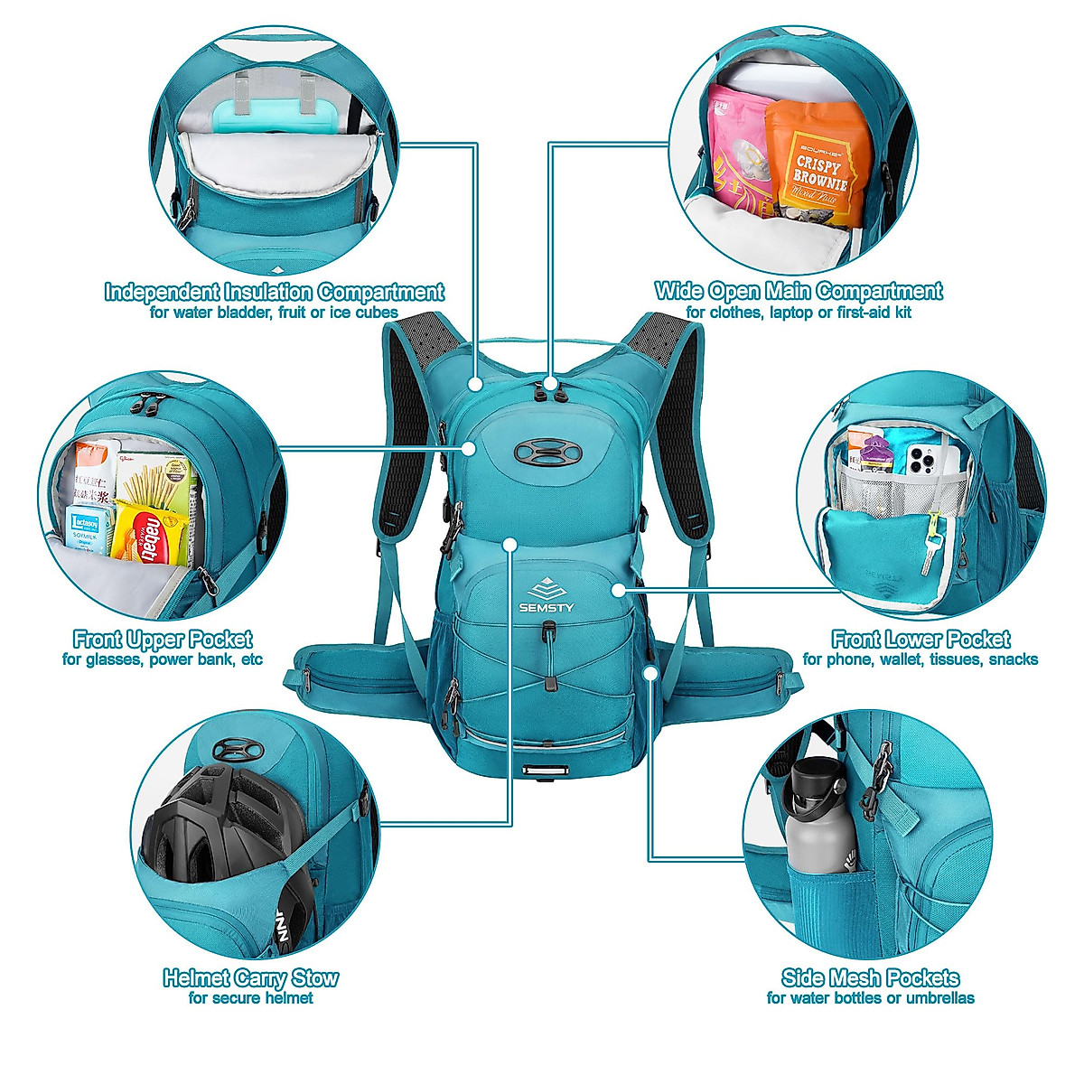 Hydration Backpack 25L, Hiking Backpack with 3L Water Bladder, Light Water Backpack for Camping Cycling or Daily Men Women