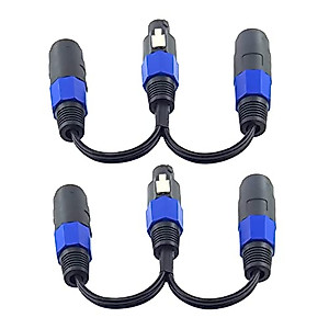 WJSTN speakon splitter Cable ，1 male to 2 female speaker Break Out Cable， Speakon Male to Dual Female Adapter Cable，2Pack