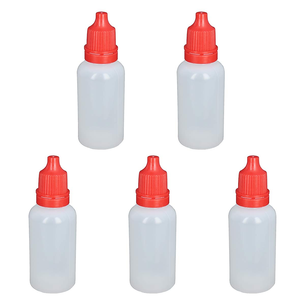 Bettomshin 5Pcs Wide Mouth Reagent Bottles, 60x26x8mm/2.36x1.02x0.31(LxODxID) 20ml PE Plastic Liquid Sealing Bottle, Cylinder Light Mouth Container Lab Sample Storage White Translucent with Red Cap