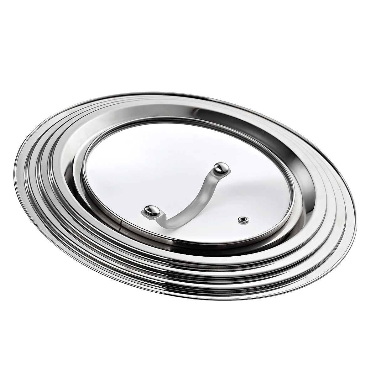 Cook N Home Stainless Steel with Glass Center Universal Lid, Fits 8, 10.25, 11, and 12-Inch