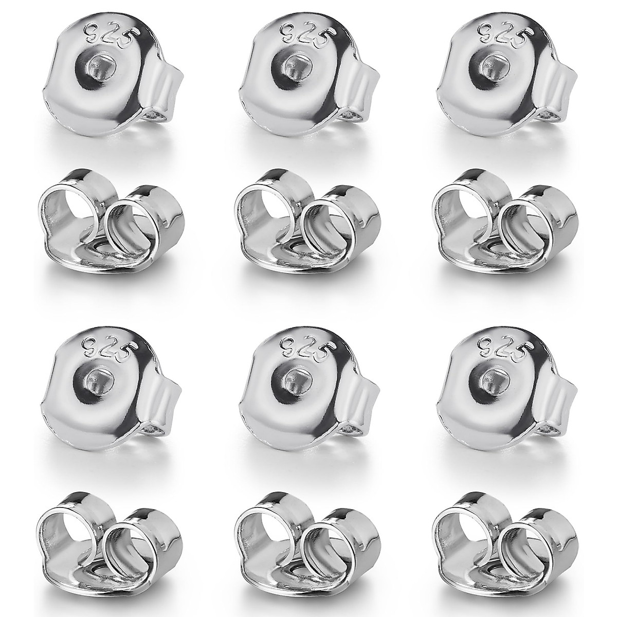 Earring Backs for Studs, Moconar 12PCS 925 Sterling Silver Earring Backs Replacements, Hypoallergenic Earring Backs Secure Ear Locking Pierced Earring Backs for Studs