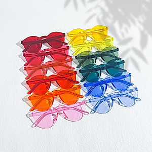 Matcheck 16 Round Shaped Rimless Sunglasses Transparent Candy Mixed Color Glasses Clear Party Eyewear for Women