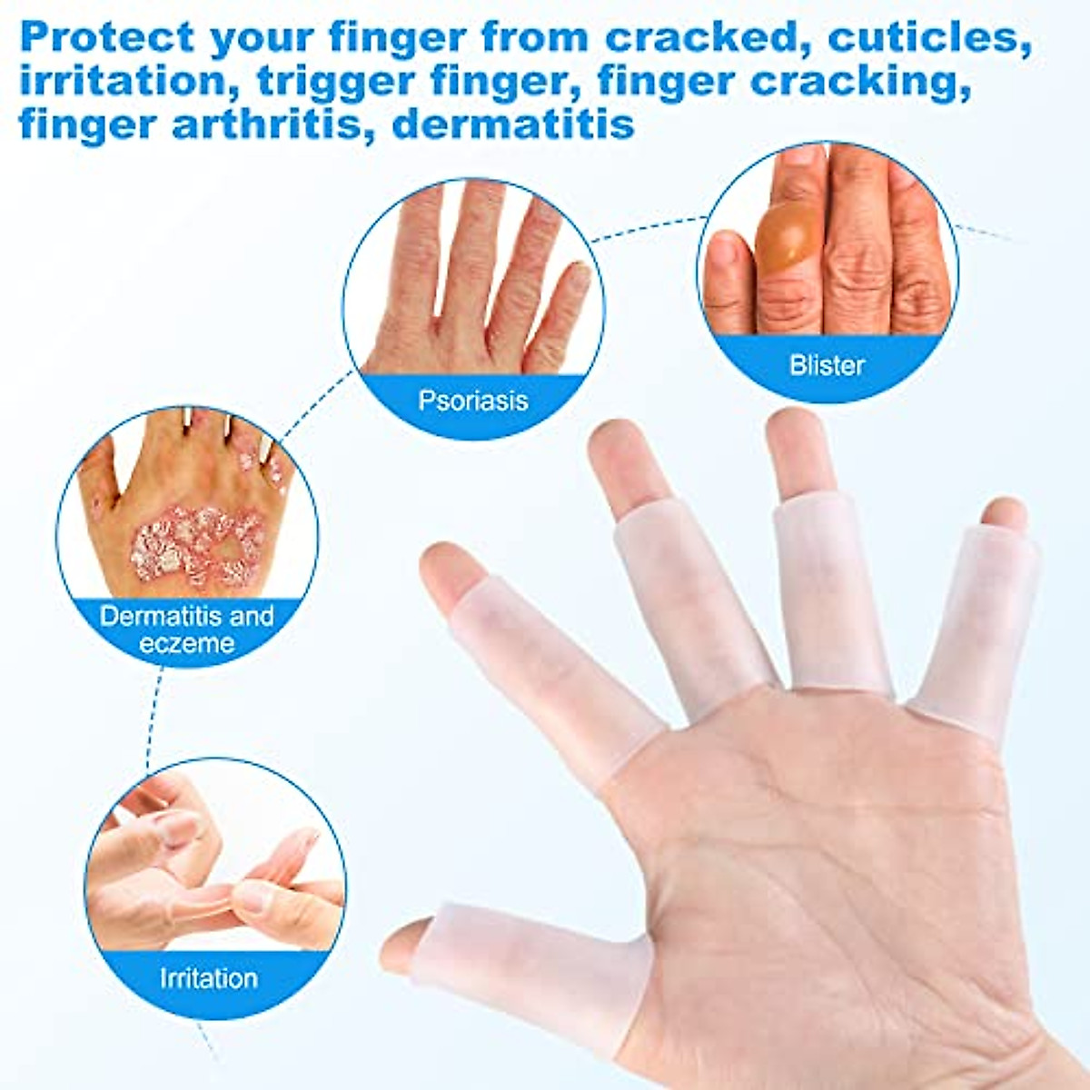 Treela 40 Pieces Gel Finger Sleeve Protectors Silicone Finger Sleeve for Thumb Trigger Finger Arthritis Silicone Finger Tubes for Preventing Bruised Cracking Hand Eczema Practising Golf