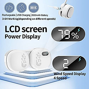 PBOX Portable Neck Fan, Foldable Personal Bladeless Fan,2000mAh Hands-Free USB Rechargeable Battery Operated Cooling,wearable Air Conditioner (White)