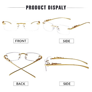 JUDOO Fashion Rimless Rectangle Sunglasses for Women Men Trendy Tinted Lens Frameless Shades UV400 Protection Lens