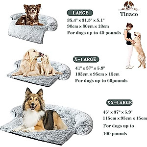 Tinaco Luxurious Calming Dogs/Cats Bed Mats, Washable Removable Couch Cover, Plush Long Fur Mat for Pets, Waterproof Lining, Perfect for Small, Medium and Large Dogs and Cats (Gradient Gray, XL)