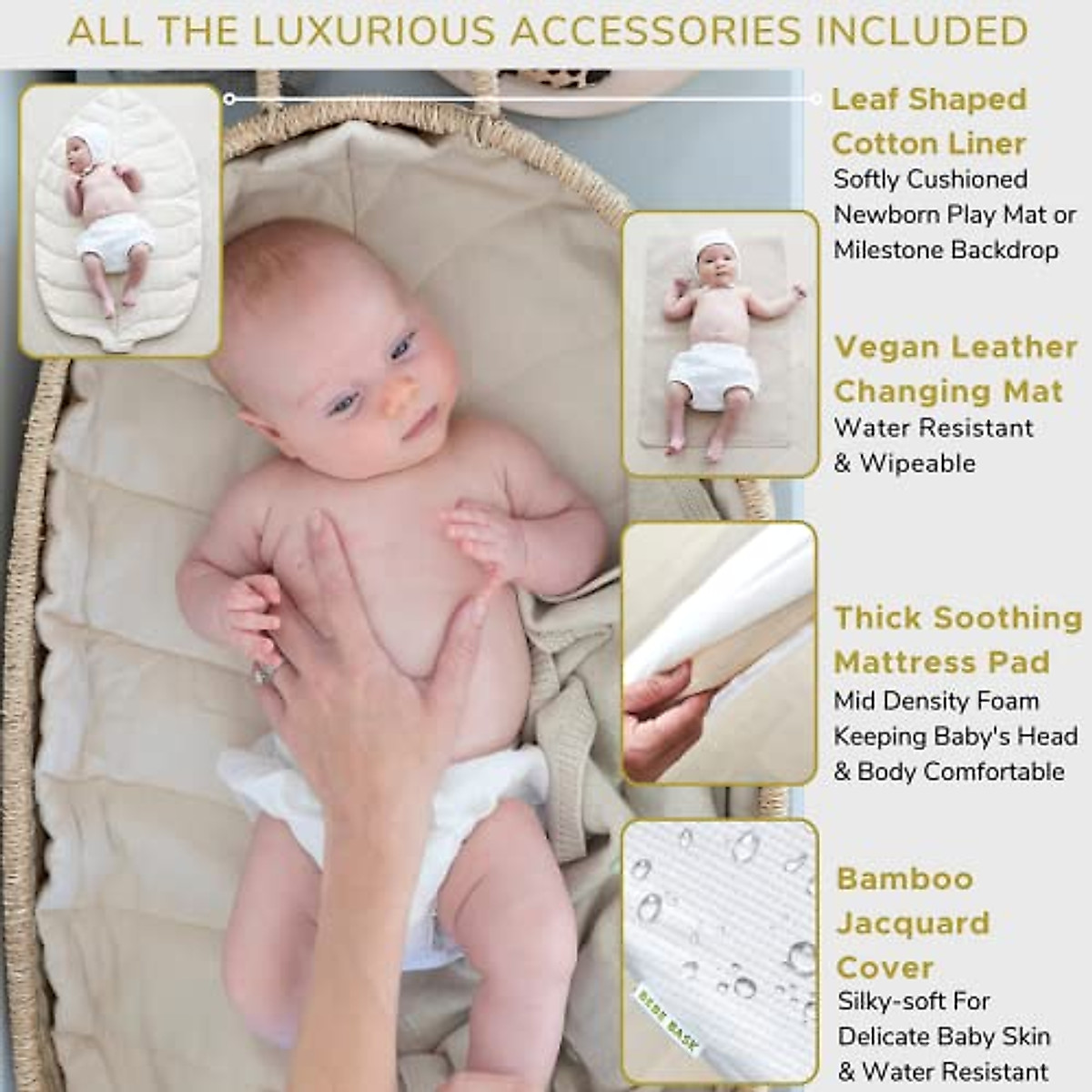 BEBE BASK Premium Nursery Bundle - Matching Baby Changing Basket & Baby Diaper Caddy Organizer - Handmade & Organic