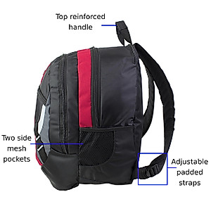 Eastsport Oversized Multifunctional Sports Backpack for Work, Travel, Outdoors - Black/Red