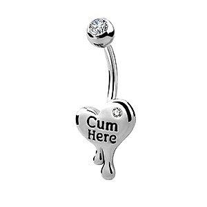 NAT MEYA Belly Button Rings Heart Clear CZ 316L Surgical Steel Belly Rings Heart Shaped Letter Navel Rings Belly Rings Belly Piercing Jewelry - 2 PCS