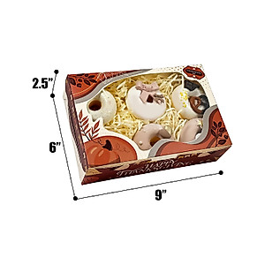 Thanksgiving Bakery Boxes with Window 9x6x2.5 inches Pastry Boxes Mini Cookie Boxes for Festival Bakerys Thick & Sturdy （24 Packs）