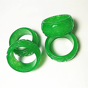 SMDSAZ Real Green Jade Ring Men Women Jewelry Hand-Carved Jadeite Rings Accessories Burma Jades (Gem Color : 20mm Diameter)