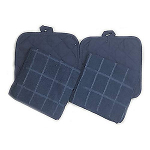 Home Collection 8 Piece Kitchen Towel Set with Dish Cloths, Pot Holders, and Oven Mitt Bundle (Blue)